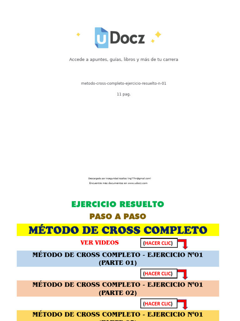 Metodo Cross Completo Ejercicio Resuelto | PDF | Análisis estructural | Ingeniería Sísmica
