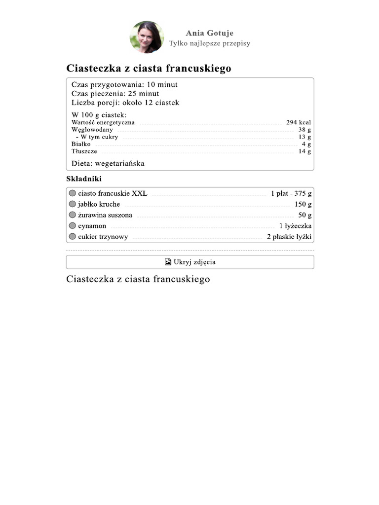 Ciasteczka Z Ciasta Francuskiego Aniagotuje | PDF