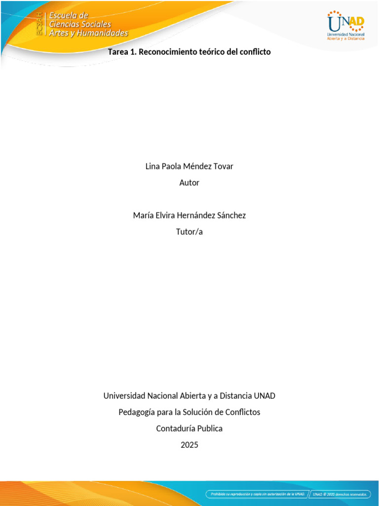 Tarea 1 - Reconocimiento Teórico Del Conflicto | PDF | Violencia | Conflicto (proceso)