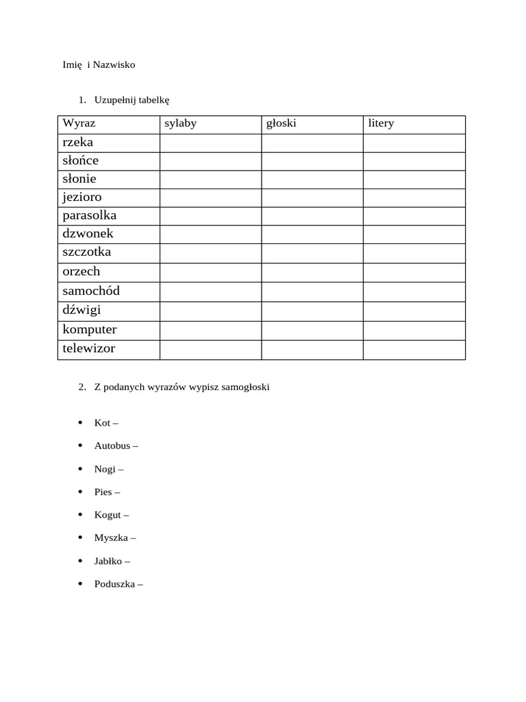 Głoska Sylaba | PDF