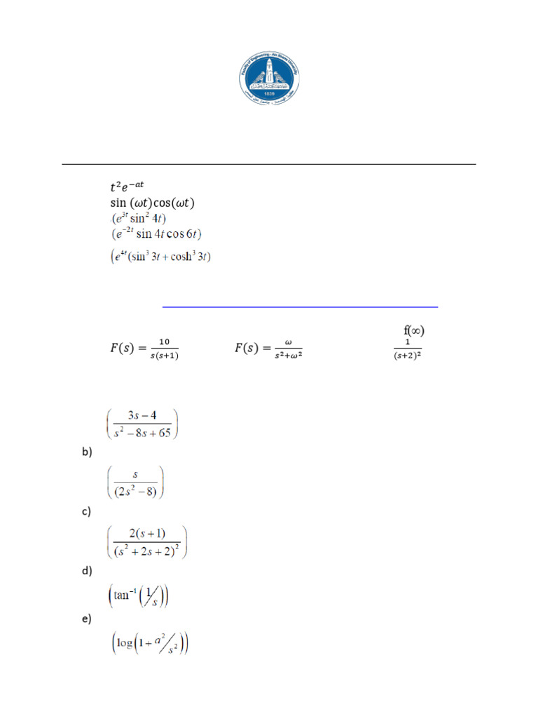 Sheet#2 Laplace Transform | PDF