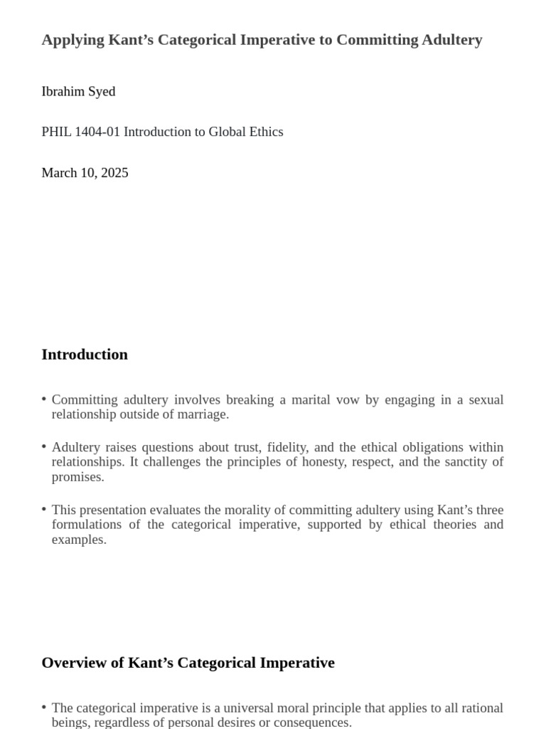 Kant on the Morality of Adultery | PDF | Social Psychology | Applied ...