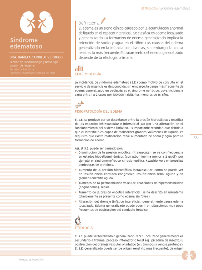Síndrome Edematoso en Pediatría: Guía Clínica | PDF | Edema ...