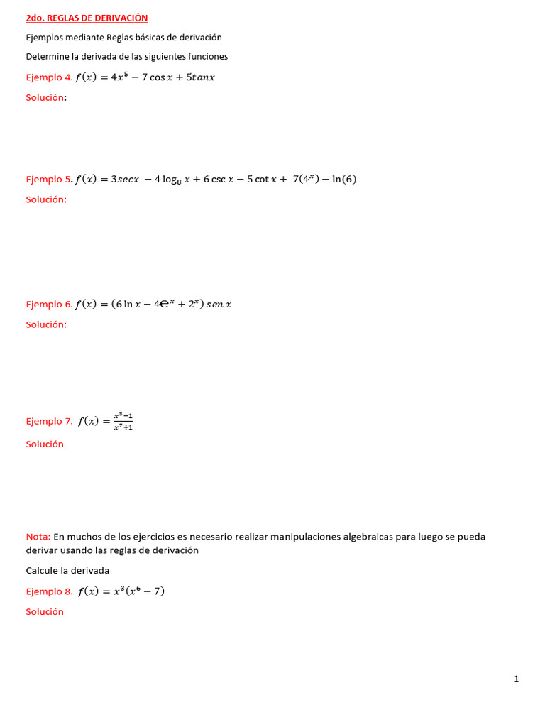 2era. Derivadas | PDF | Matemáticas | Análisis matemático