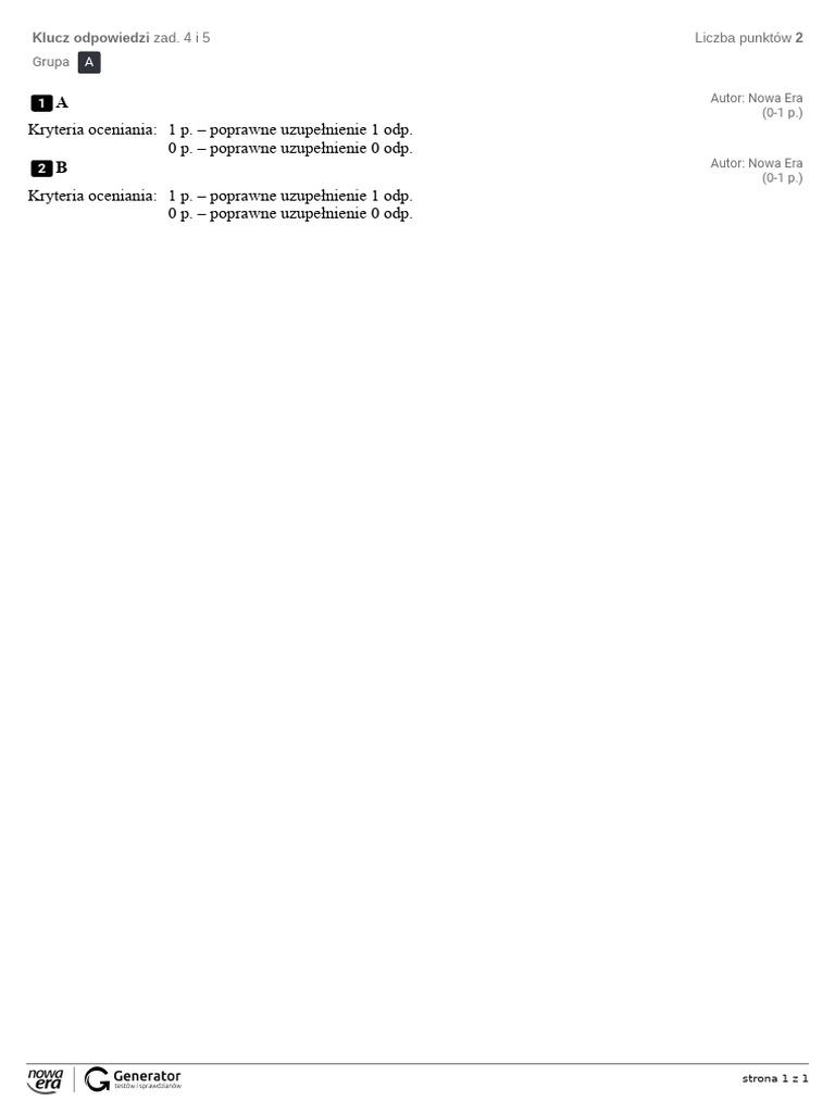 Zad. 4 I 5 Klucz Odpowiedzi | PDF