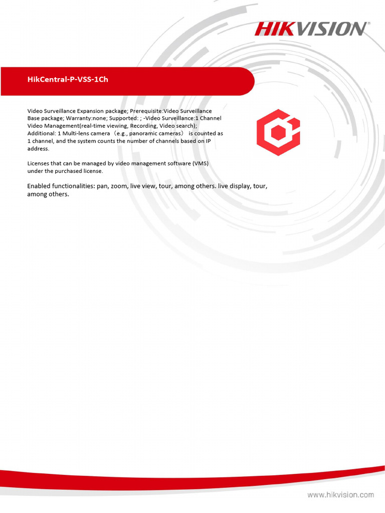 Datasheet - HikCentral P VSS 1Ch | PDF