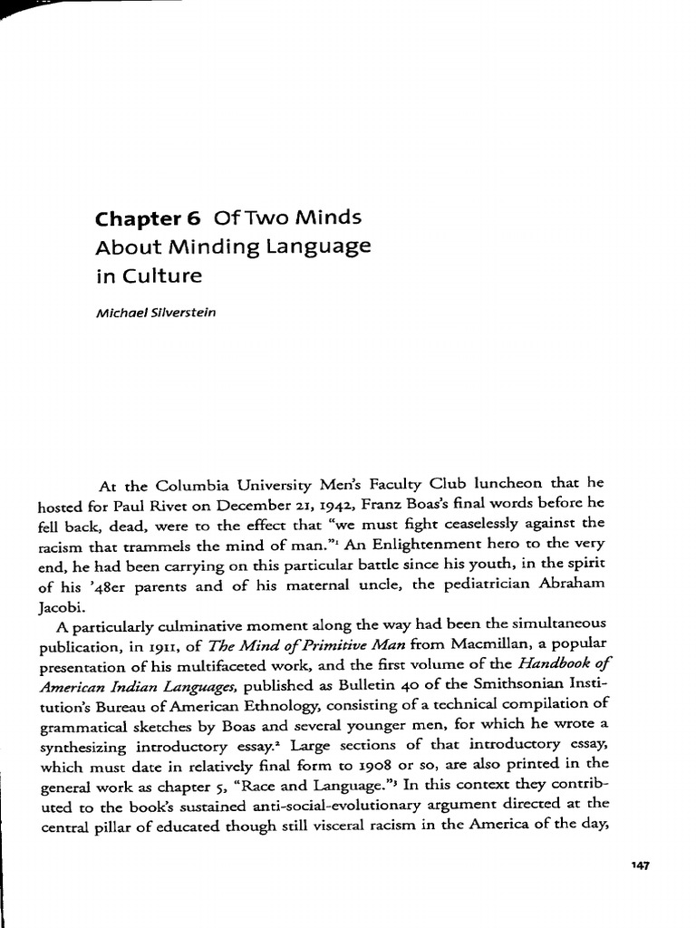 Silverstein - 2018 - of Two Minds About Minding Language in Culture | PDF