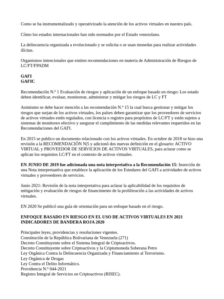 Regulación de Activos Virtuales en Venezuela | PDF | Cibercrimen ...