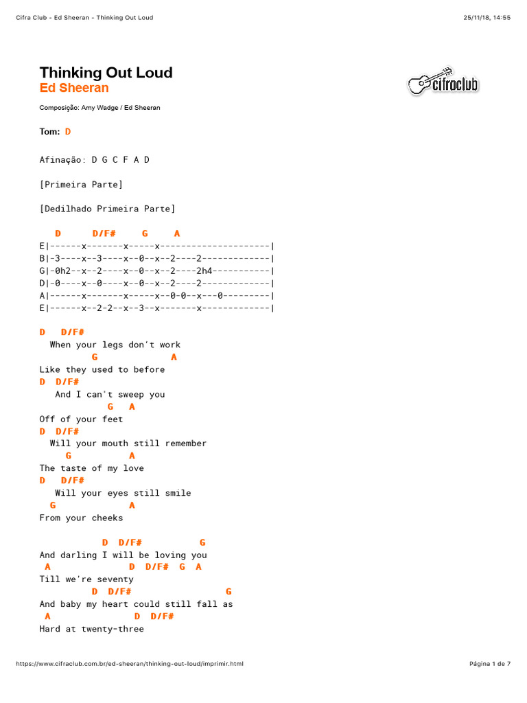 Thinking Out Loud Chords Guide | PDF