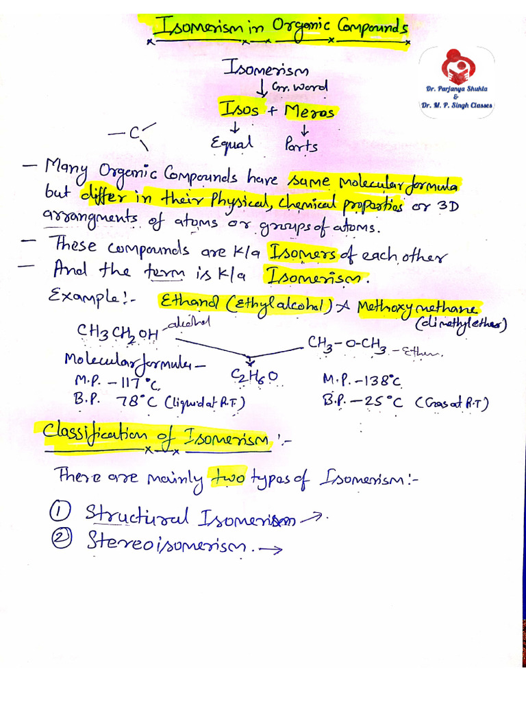 Isomerism in Organic Compunds Rearranged (1) | PDF