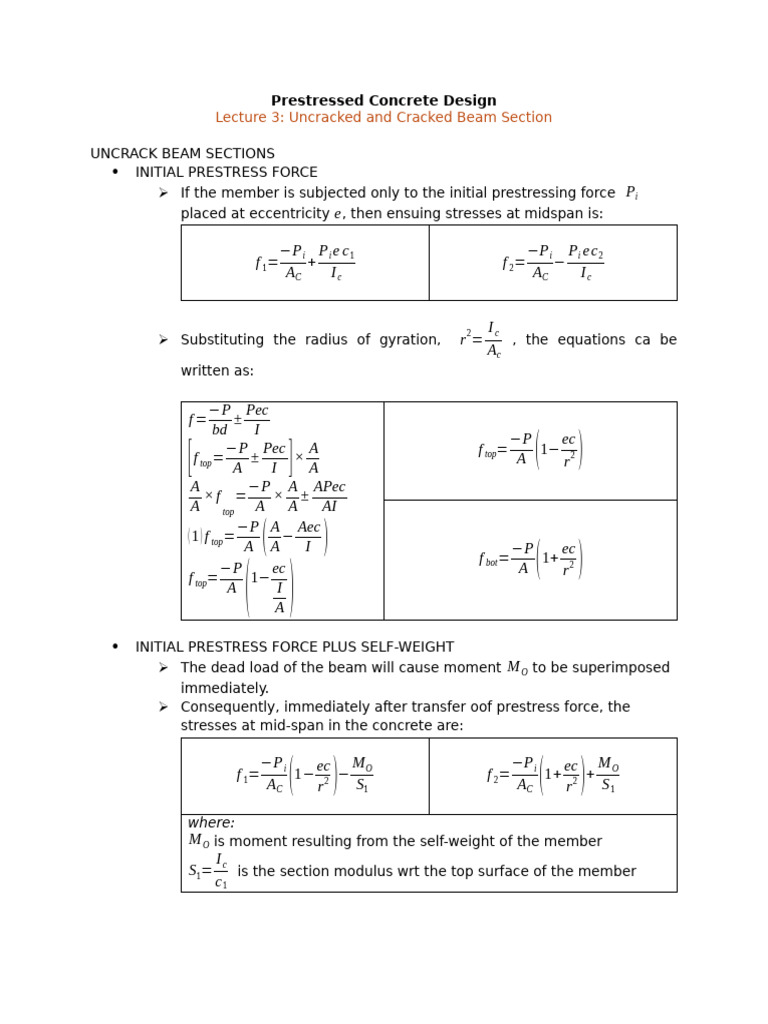 Prestressed Beam Stress Analysis | PDF | Beam (Structure) | Stress ...