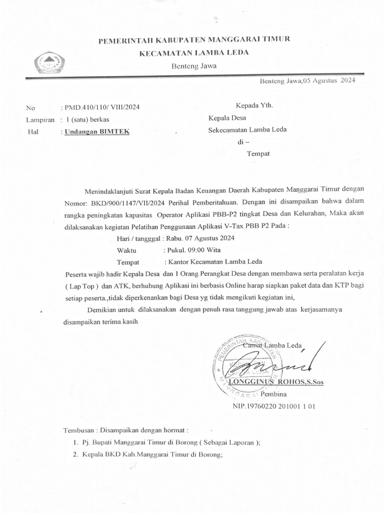 Undangan Bimtek | PDF