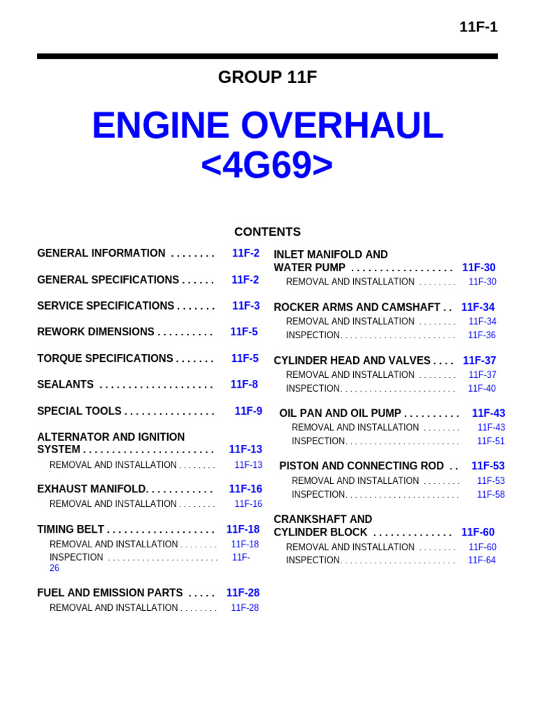 4G69 Engine Overhaul Guide | PDF | Piston | Vehicle Technology