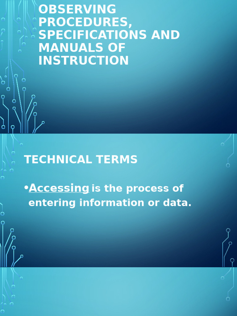 Observing Procedures, Specifications and Manuals of Instruction | PDF