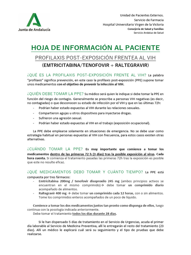 Profilaxis Post-Exposición al VIH | PDF | VIH | Medicamentos con receta