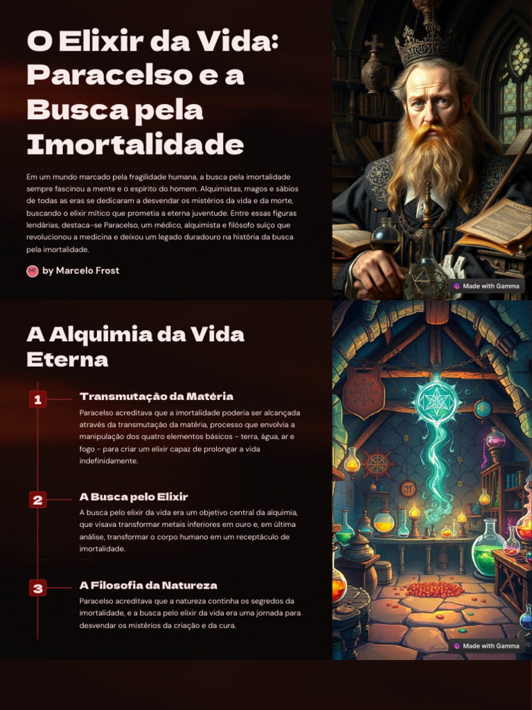 O Elixir Da Vida Paracelso e A Busca Pela Imortalidade | PDF | Alquimia | Imortalidade