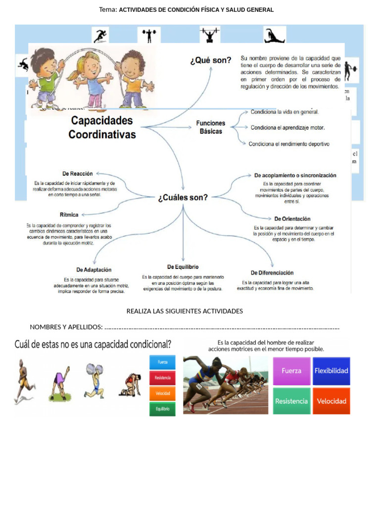Capacidades Condicionales y Coordinativas | PDF