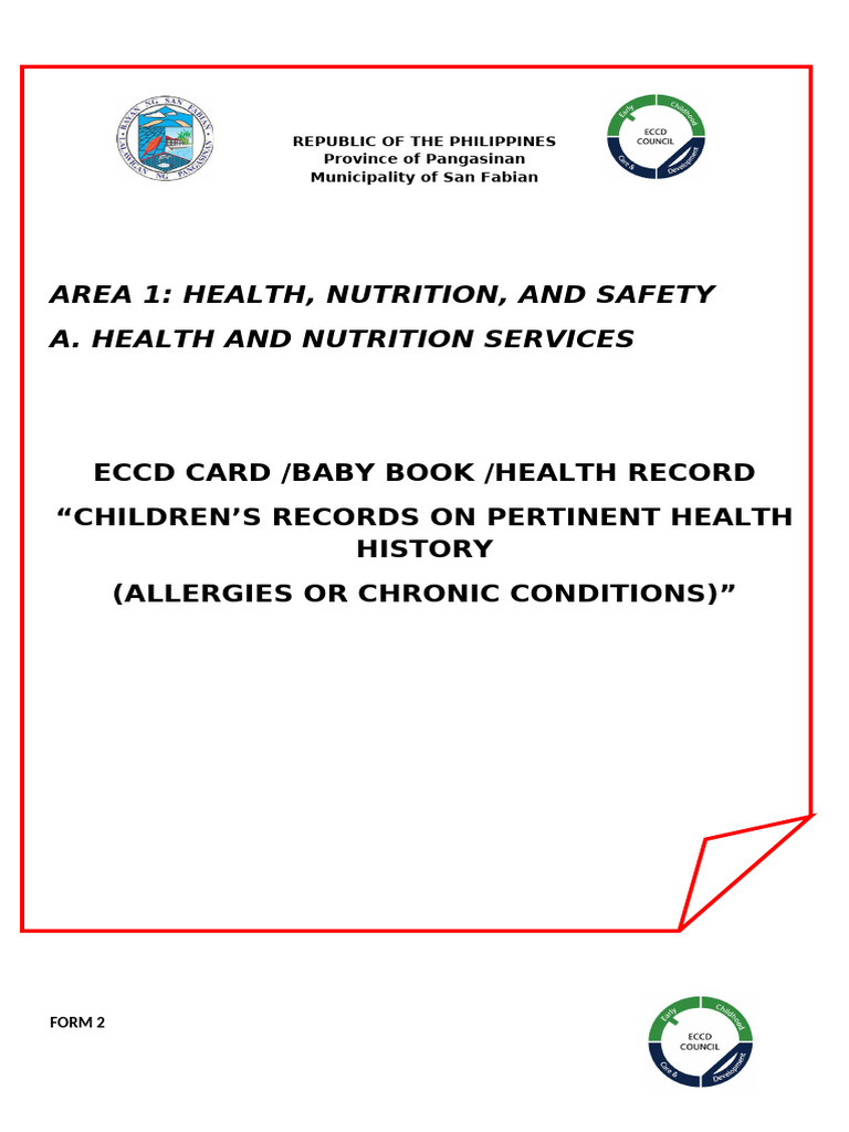 ECCD Health Record Form Philippines | PDF | Physical Examination | Allergy