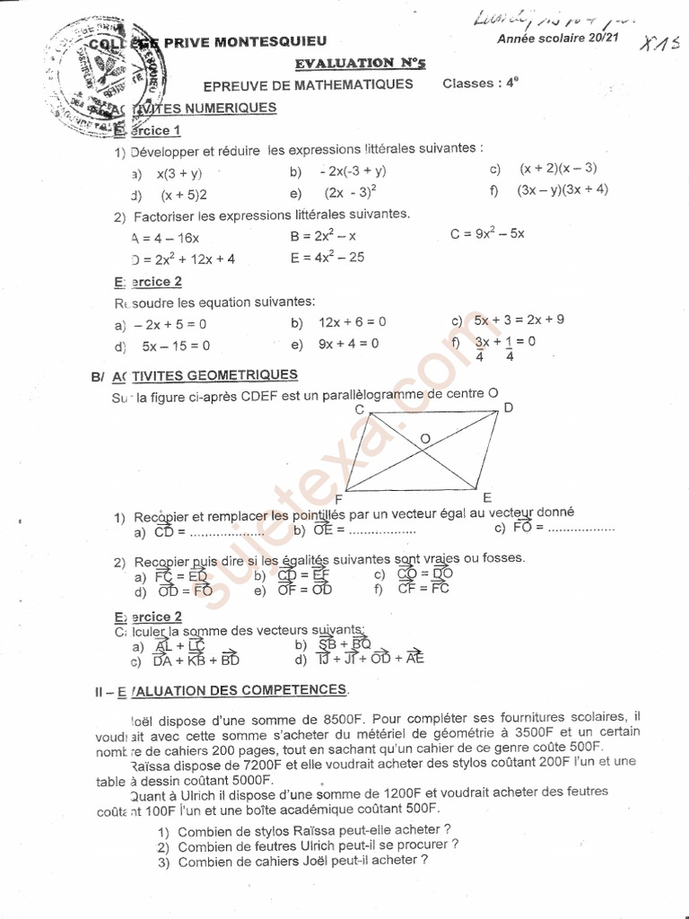 Maths 4e 5 | PDF