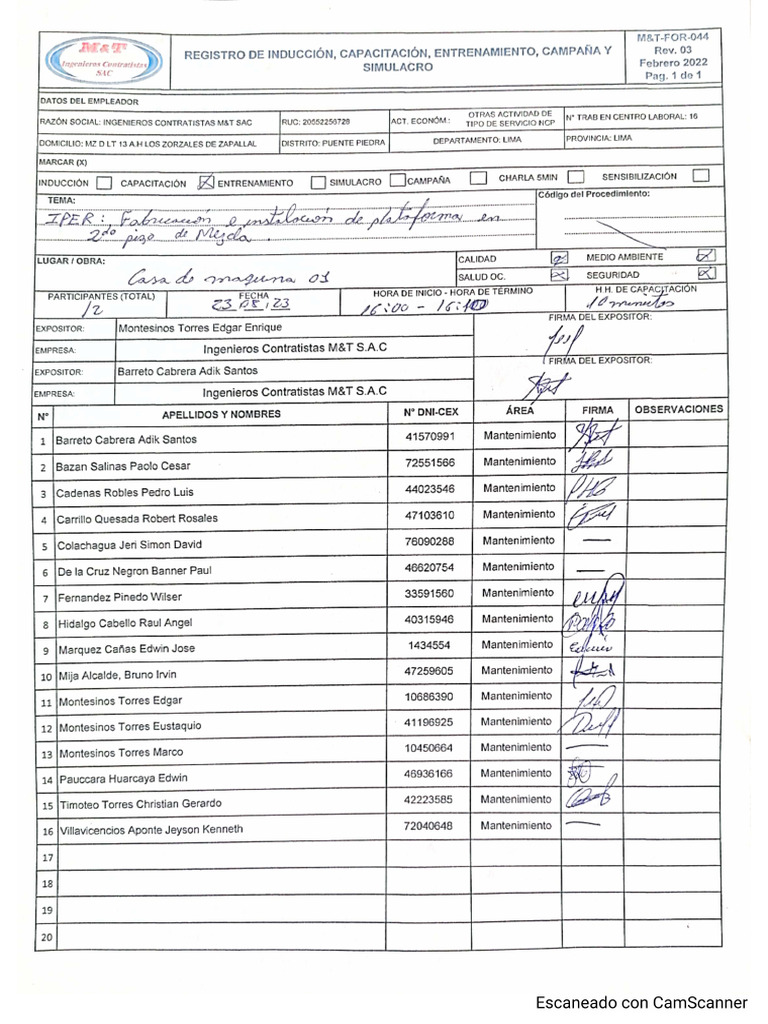 REGISTRO DE DIFUSION Fabricación e Instalación de Plataforma en 2do Piso Mezclas | PDF