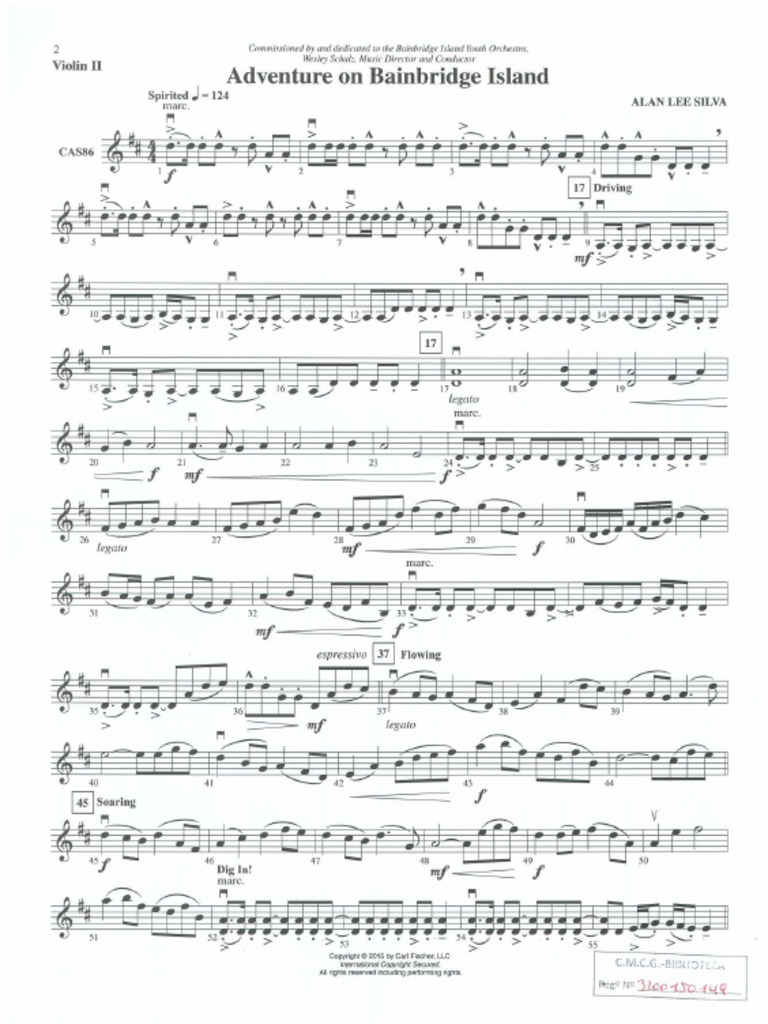 Adventure on Bainbridge Island (Violin 2) - Alan Lee Silva | PDF