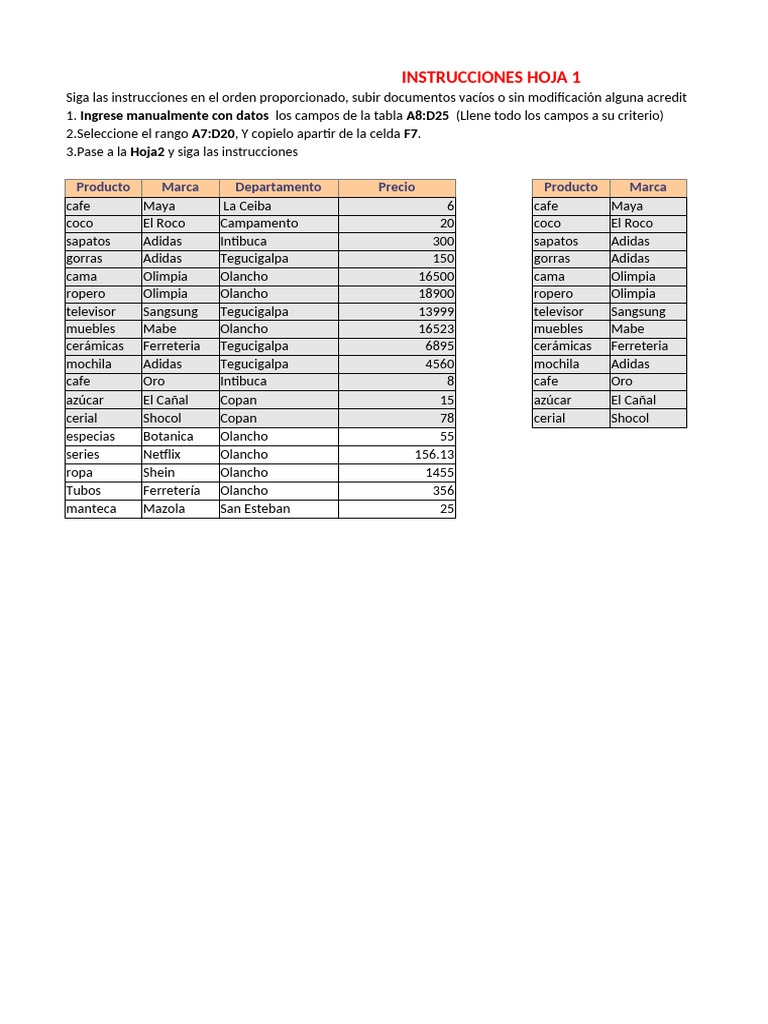 Ejercicio 1 Excel Básico | PDF