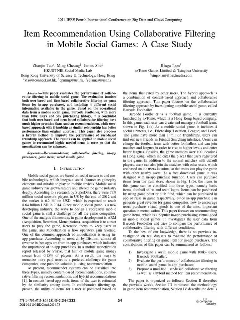 Item Recommendation Using Collaborative Filtering in Mobile Social ...