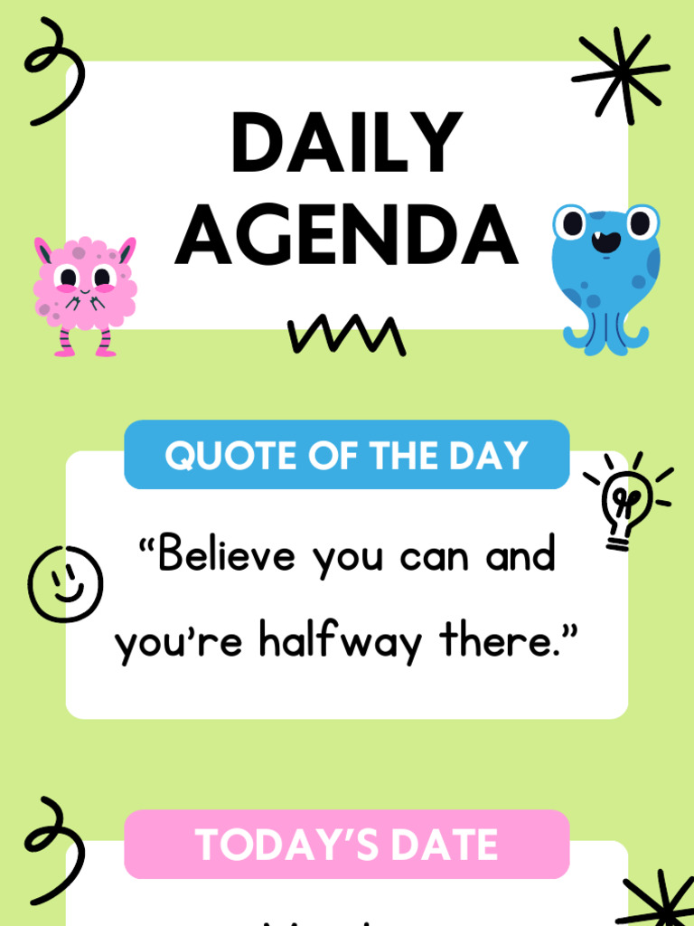 Colorful Monster Daily Agenda Classroom Slides Presentation in Colorful ...