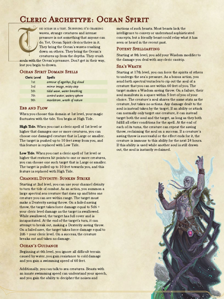 Ocean Spirit Domain Cleric | PDF