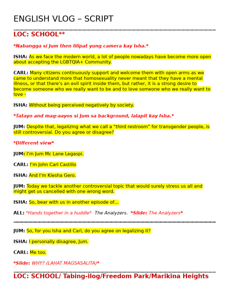 English Vlog Script Edited | PDF | LGBTQIA+ Studies | Transgender