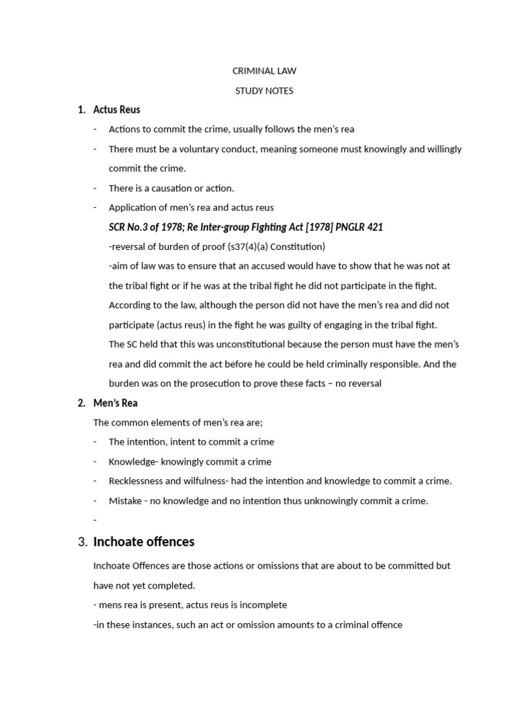 Criminal LAW Study Notes. | PDF | Assault | Battery (Crime)