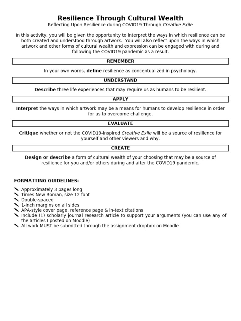 Resilience Through Cultural Wealth Project FA20 | PDF
