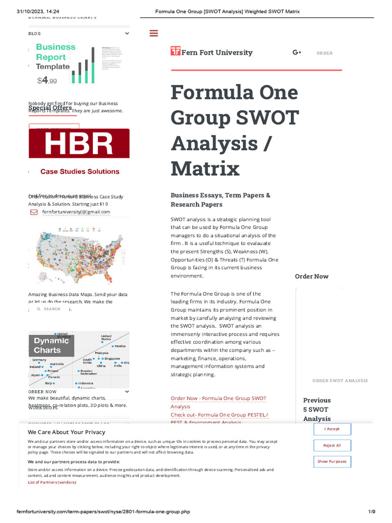 Formula One Group SWOT Analysis Weighted SWOT Matrix PDF | PDF | Swot ...