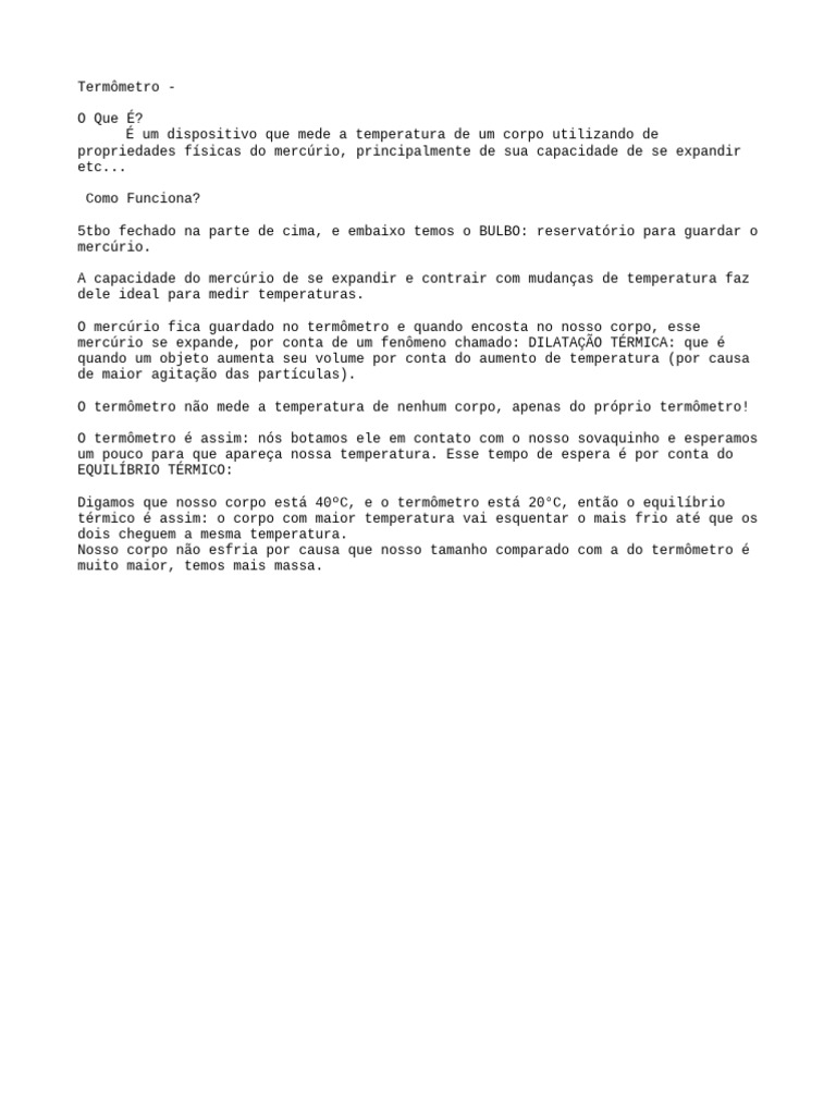 Termômetro - Como Funciona | PDF
