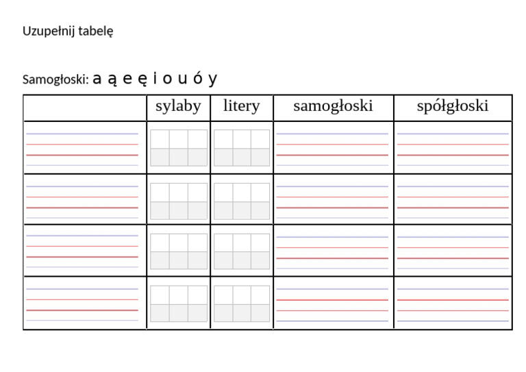 Tabela Sam, Spol Lit Syl | PDF