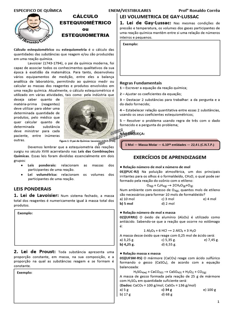 Cálculo Estequiométrico para ENEM e Vestibulares | PDF | Estequiometria ...