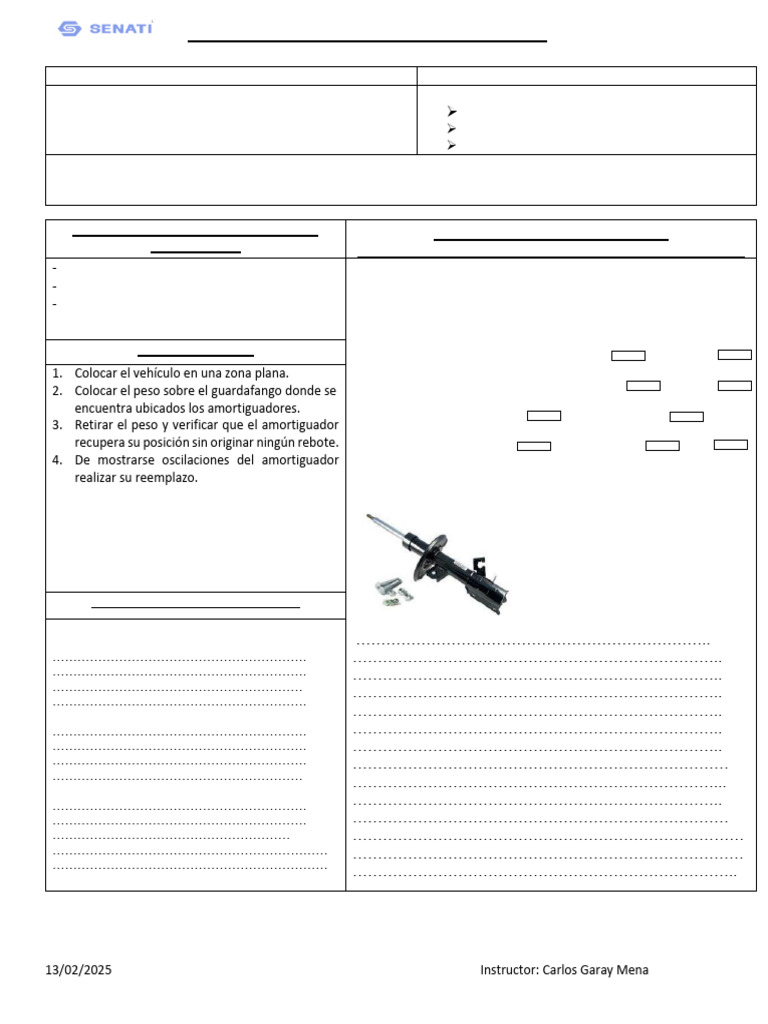 Hoja de Operación N°1a | PDF | Ingeniería mecánica | Industria automotriz