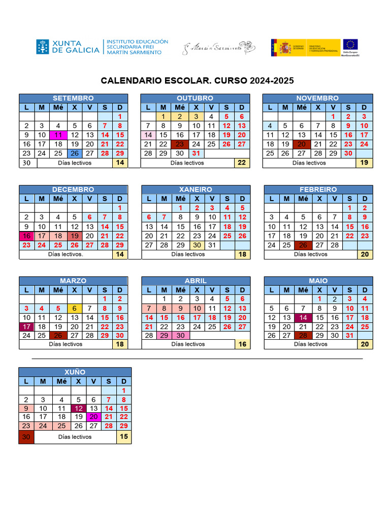 Calendario - Escolar 24 25 | PDF