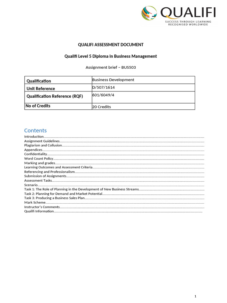 BUS503 Business Development Assignment | PDF | Educational Assessment | Learning