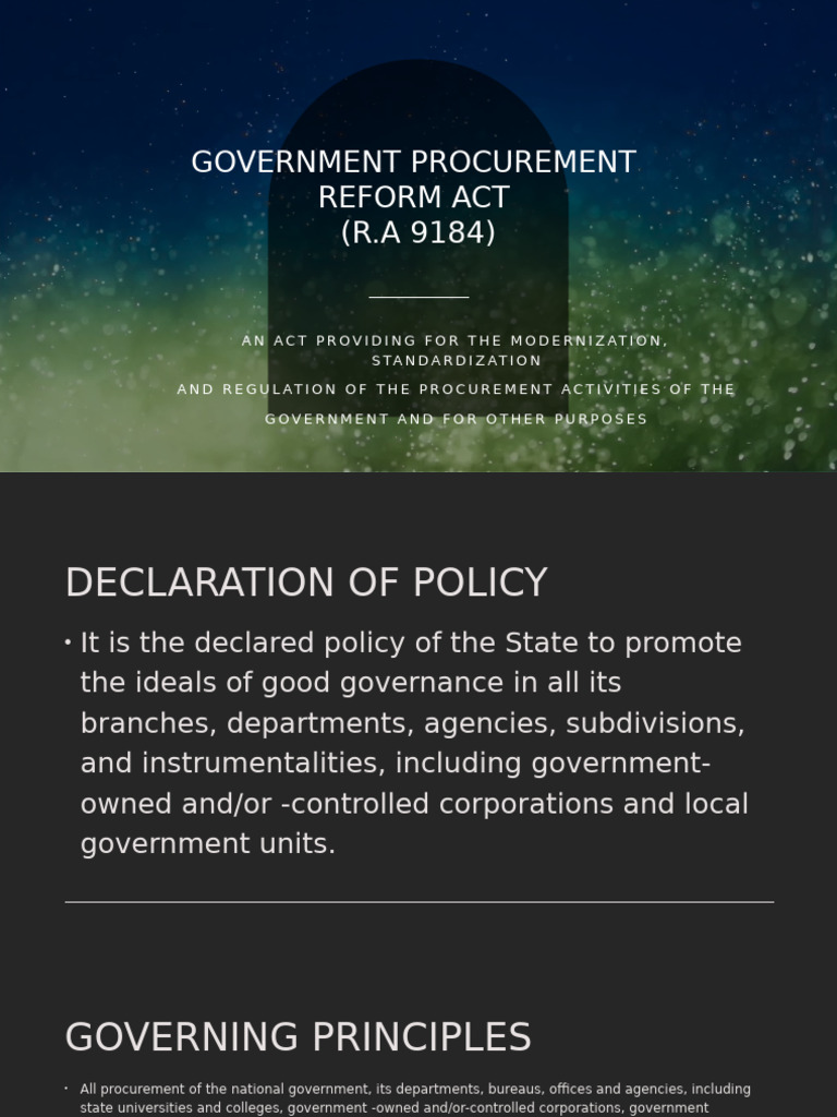 Government Procurement Reform Act | PDF | Procurement | Specification ...