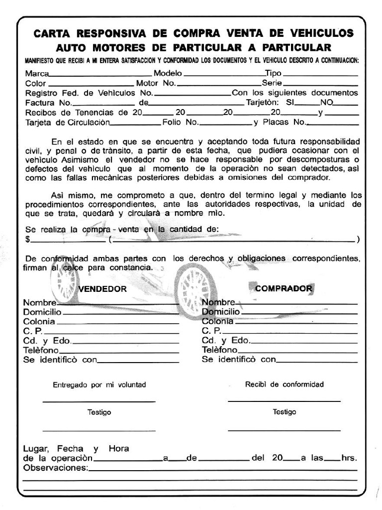 Compra Venta Vehiculo | PDF