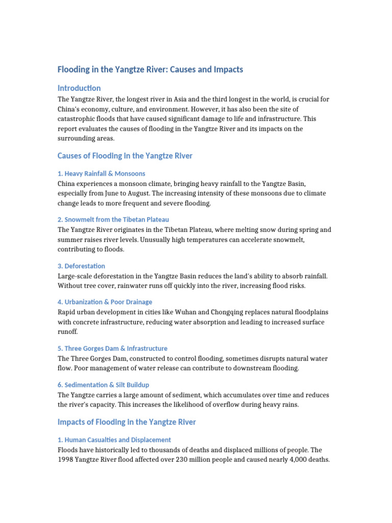 Yangtze River Flooding Case Study Updated | PDF | Flood | River