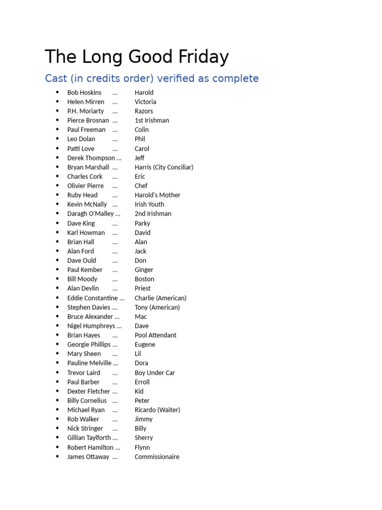 The Long Good Friday | PDF