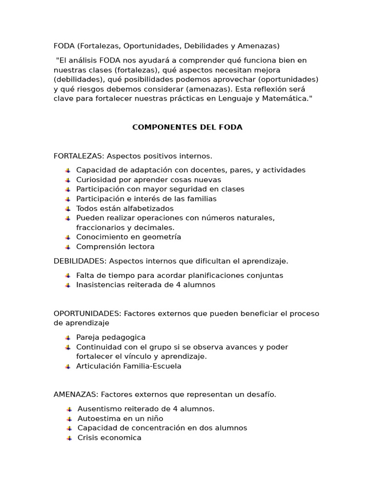 Foda | PDF | Análisis FODA | Aprendizaje
