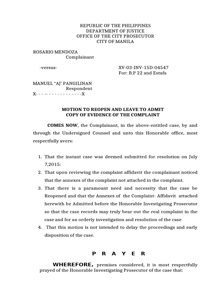 314419870-Motion-to-Reopen | PDF | Public Law | Legal Procedure