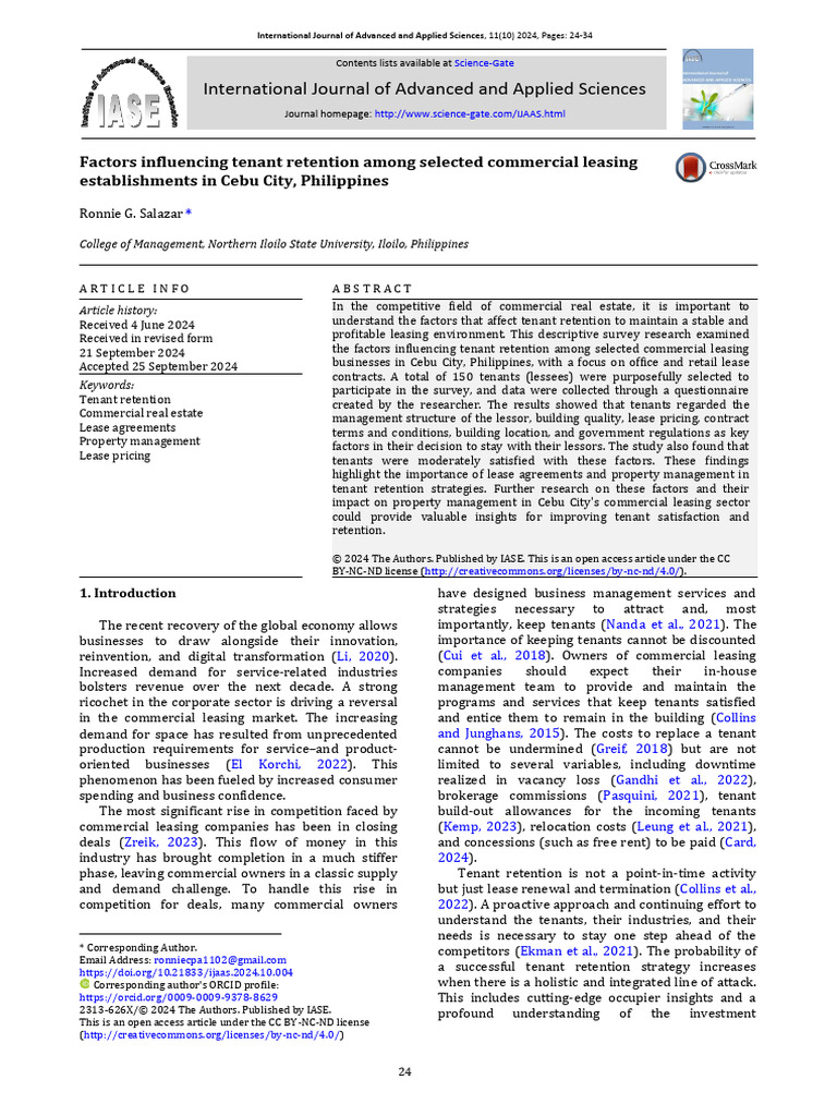 Factors Influencing Tenant Retention Among Selecte | PDF | Lease ...