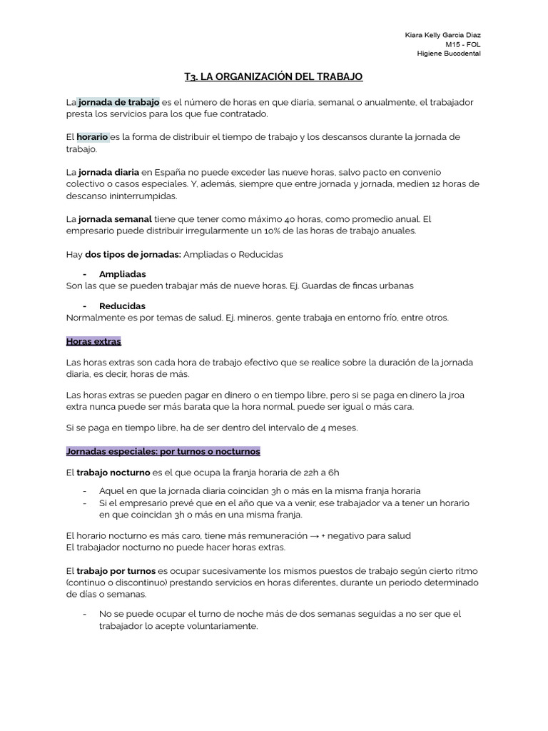 T3. La Organización Del Trabajo | PDF | Tiempo de trabajo
