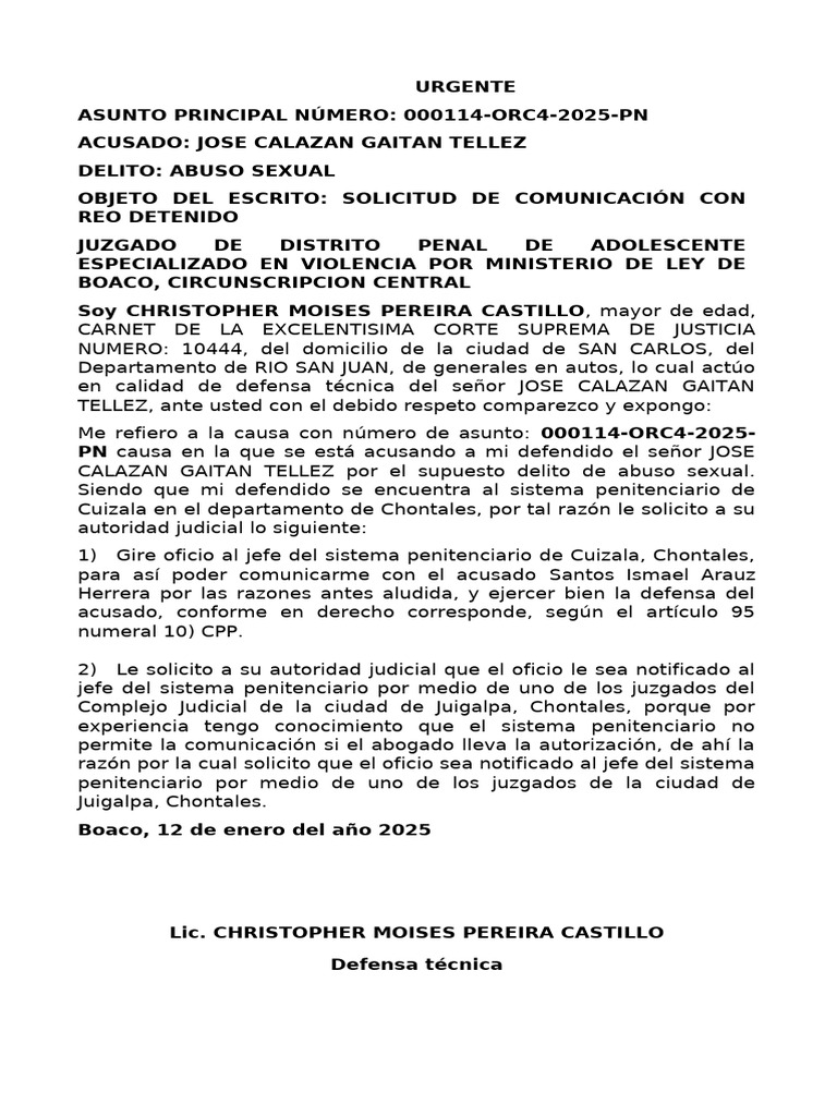 Comunicacion Con Reo0.2 - 102837 | PDF | Justicia | Crimen y violencia