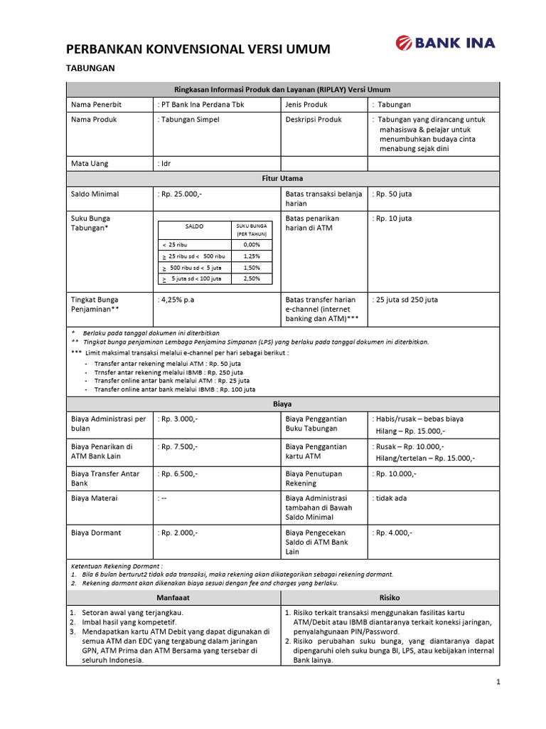 Riplay Umum Tabungan Simpel | PDF