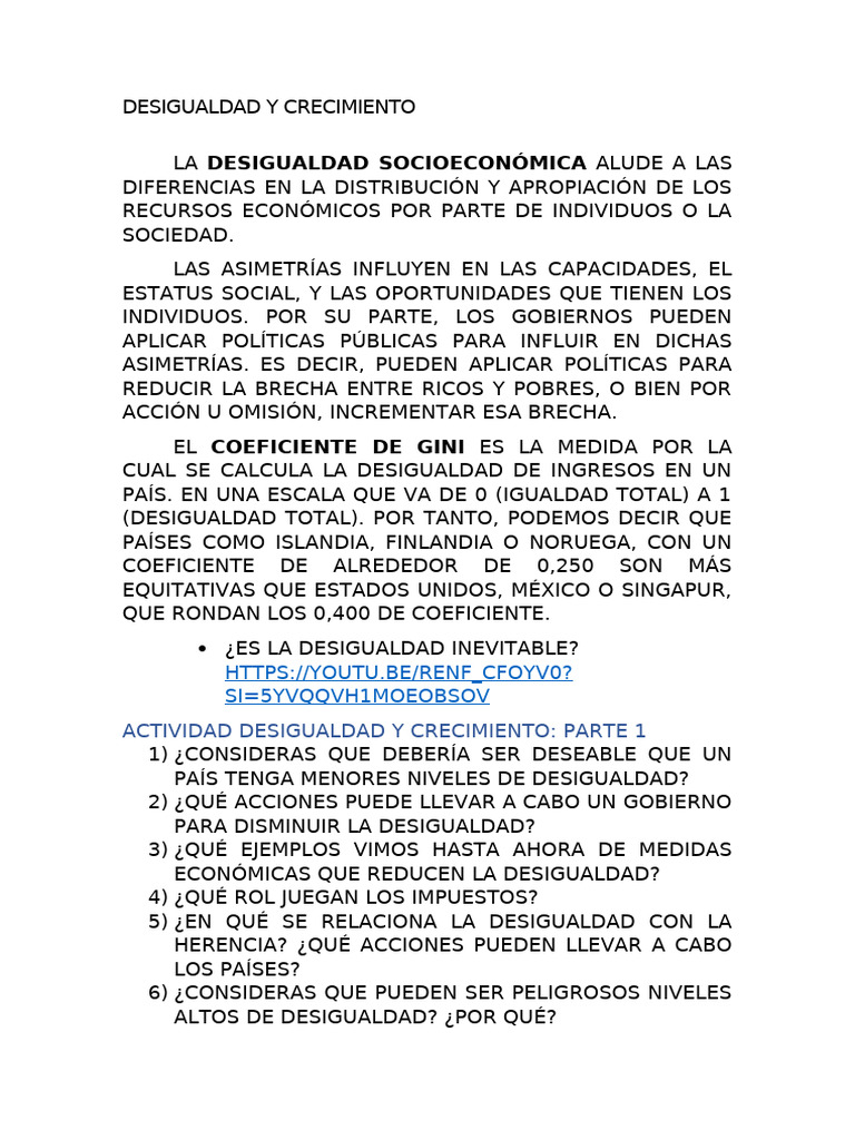 02 Desigualdad y Crecimiento | PDF | Desigualdad social ...